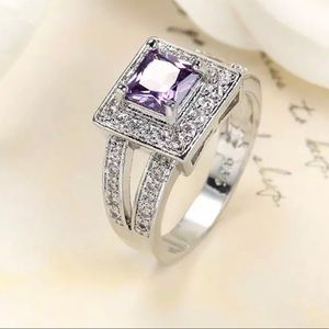 Jewelry | 925 Sterling Silver Purple Princess Cut Ring Sz 9 | Poshmark